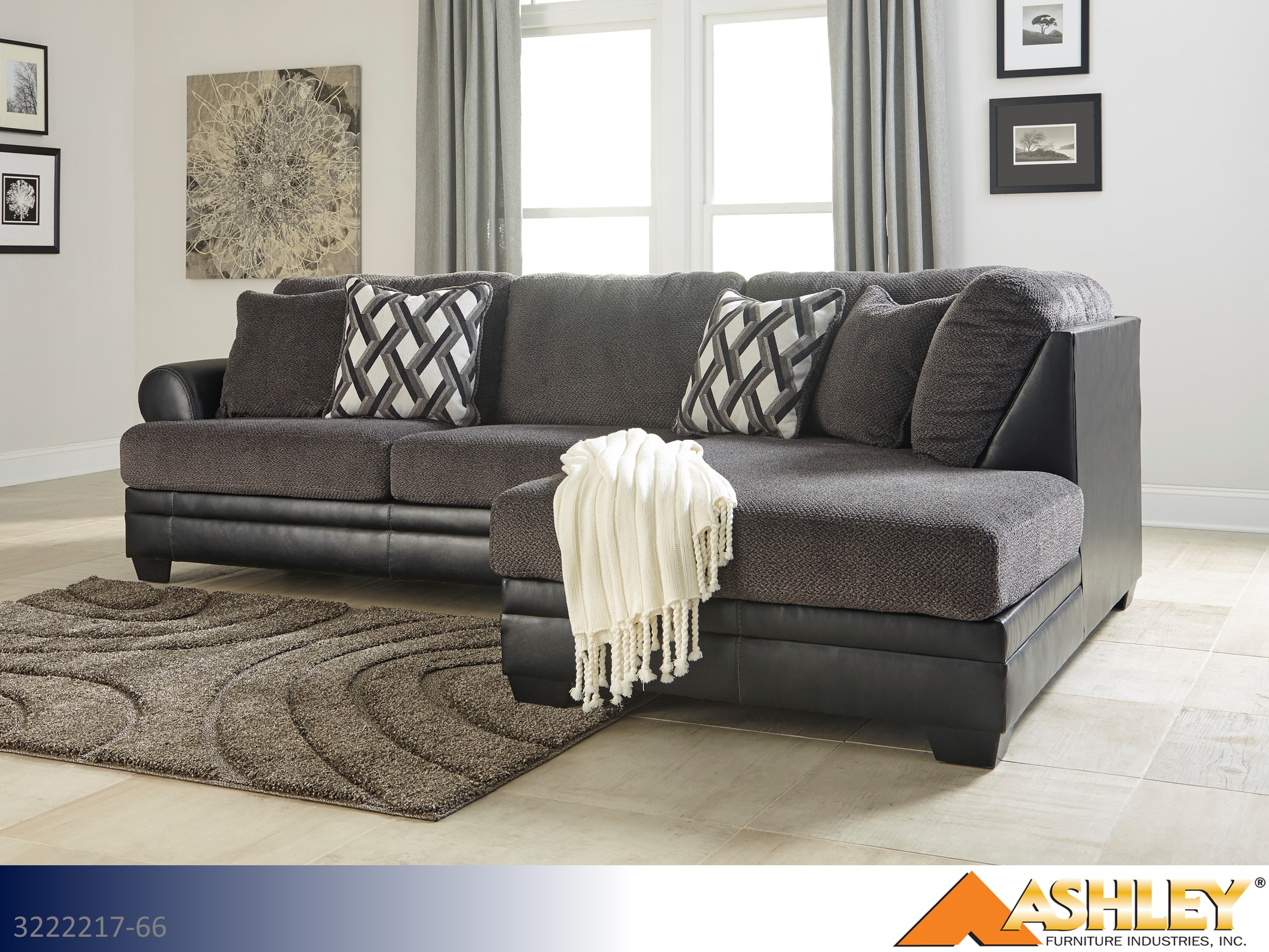 Ashley Kumasi Smoke Sectional (2 Piece Set) - Smoke | RentMart