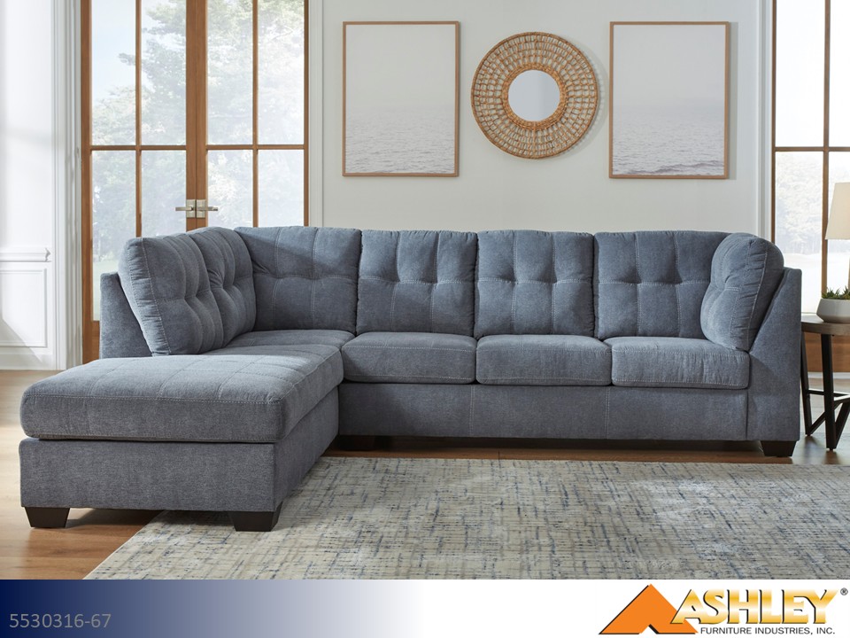 Ashley Marleton Denim Sectional ((Left Chaise)) - Denim | RentMart