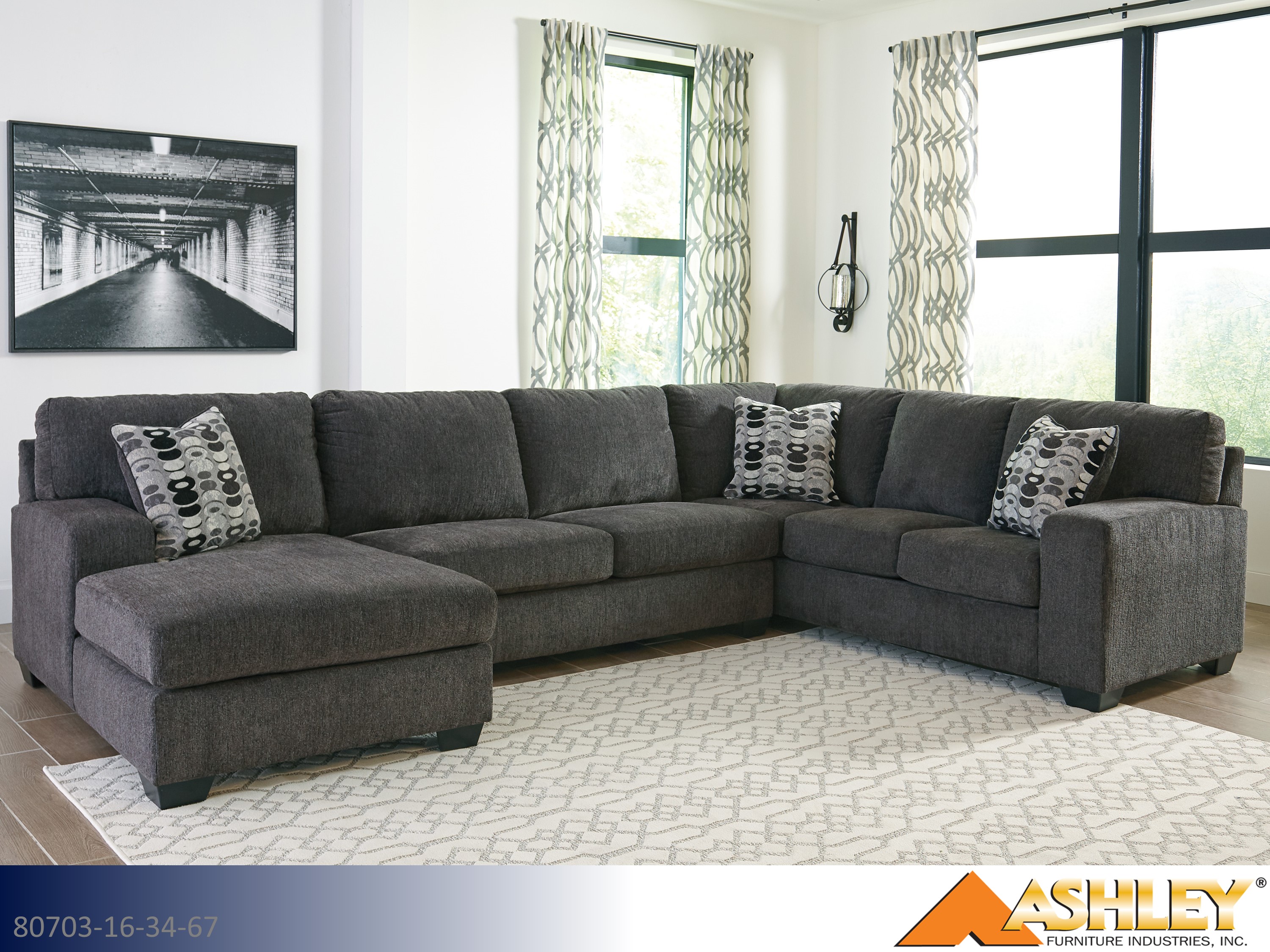 Ashley Ballinasloe Smoke Sectional (3 Piece Set) | RentMart
