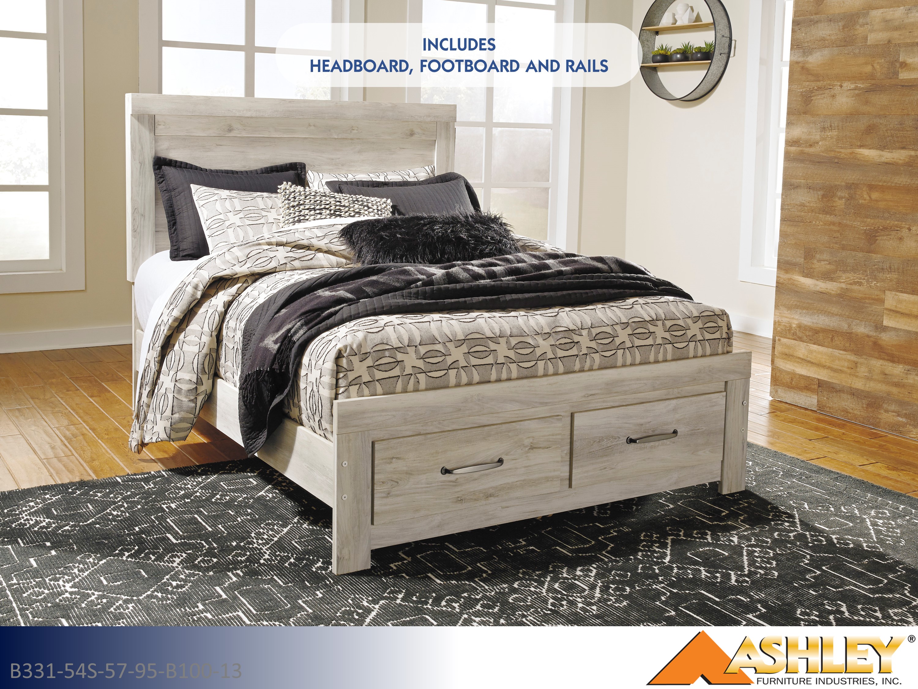 Ashley Bellaby Whitewash Storage Bed (Queen) | RentMart